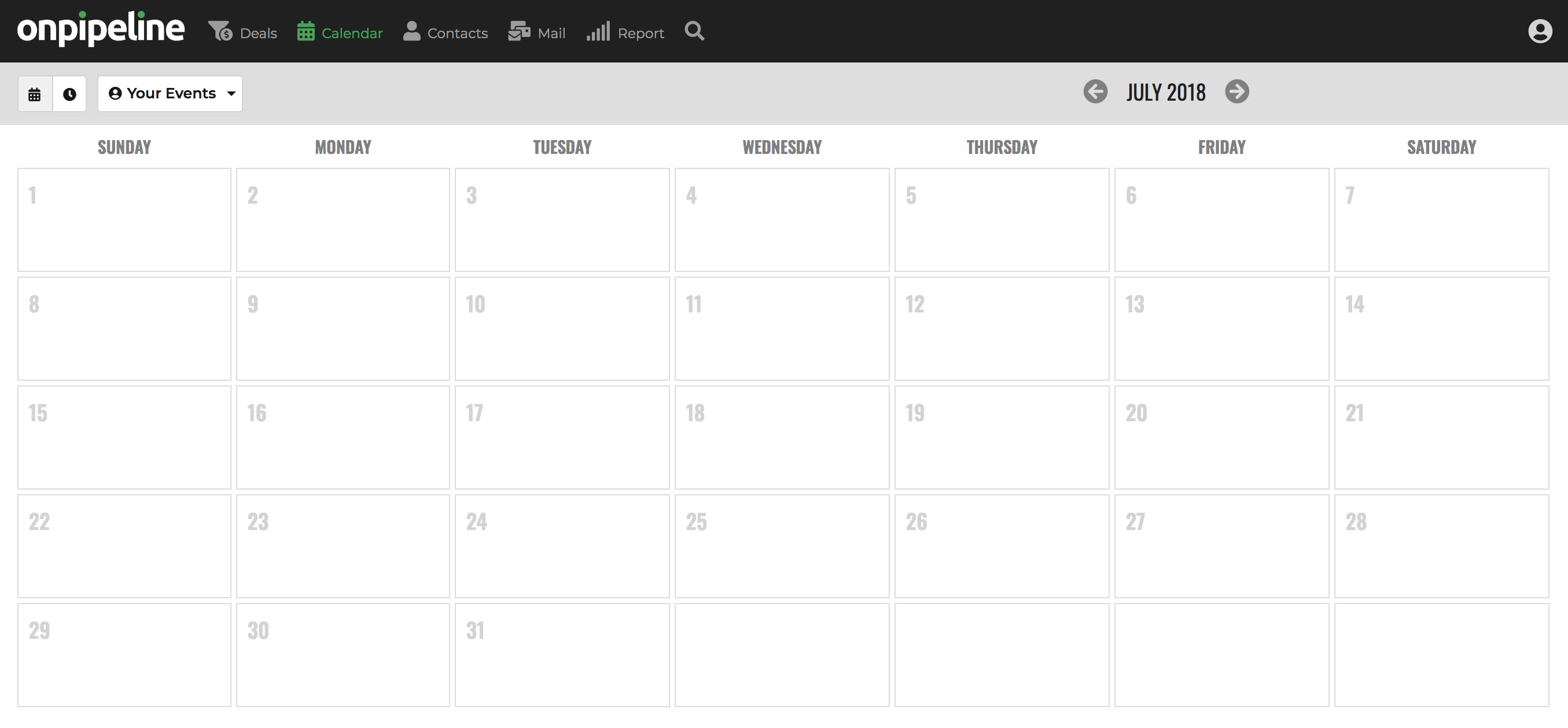 Calendar Overview Onpipeline CRM Support
