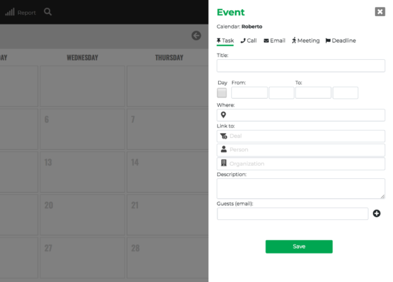 Create (update) Events - Onpipeline CRM Support