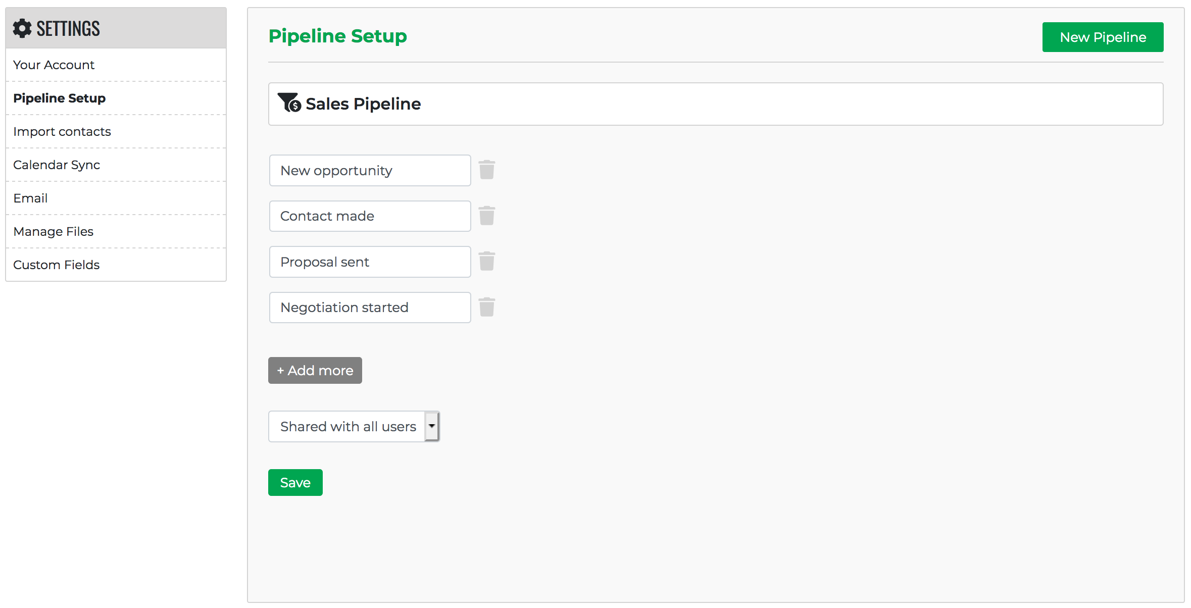 Pipeline Setup - Onpipeline CRM Support