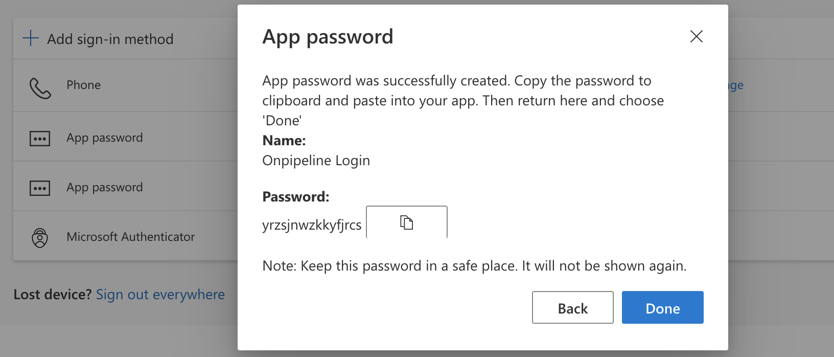 App Password on Office365 - Onpipeline Help Center