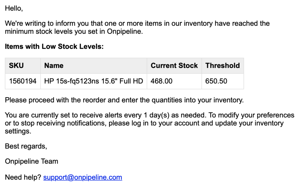 Inventory & Stock Control - Onpipeline Help Center